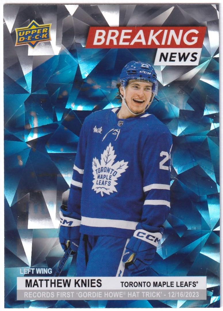 2024-25 Upper Deck Breaking News #BN34 Matthew Knies Toronto Maple ...