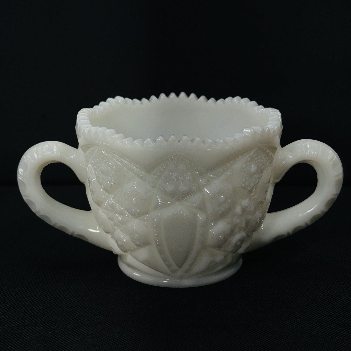McKee Milk Glass Toltec Pattern Open Sugar Bowl