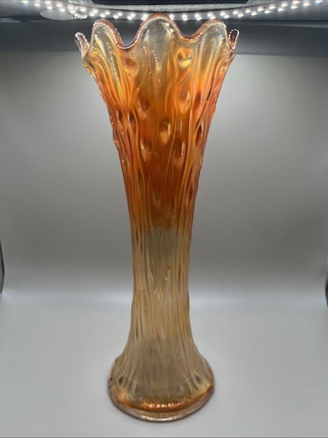 Vintage Northwood Marigold Carnival Glass Tree Trunk Vase