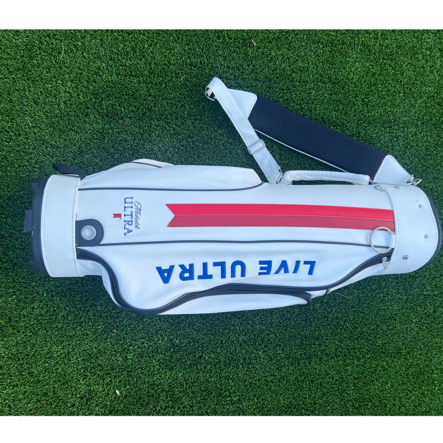 Michelob Ultra White Leather Golf Bag