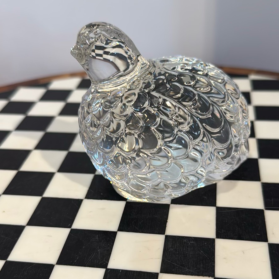 Vintage Val St Lambert Crystal Quail Paperweight