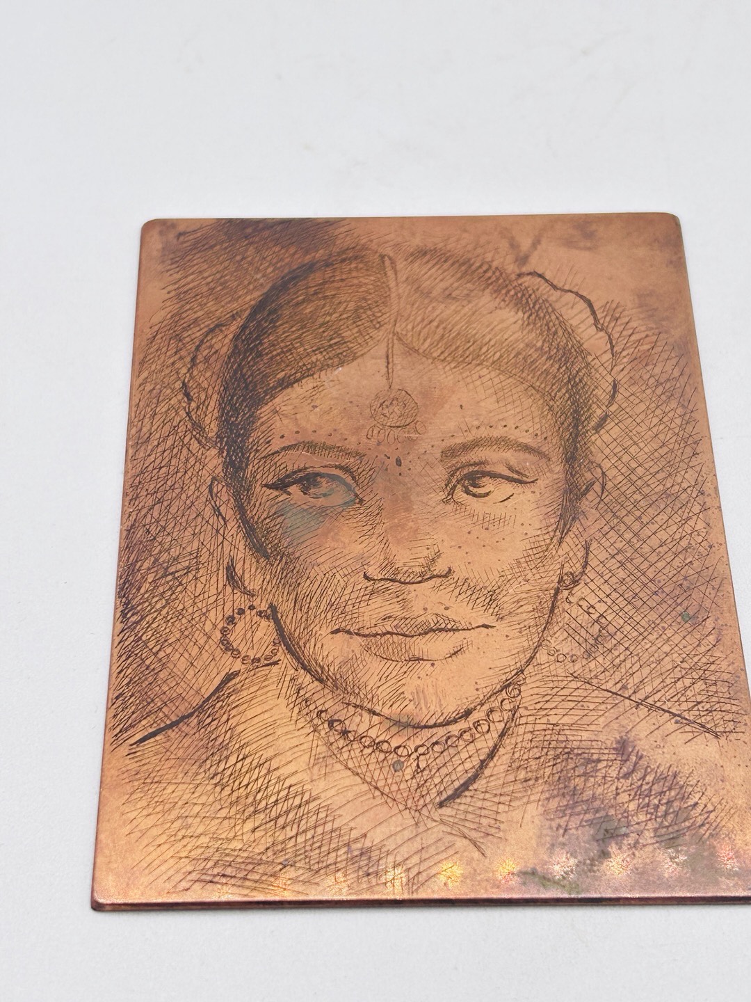 Hand edged Indian art on copper