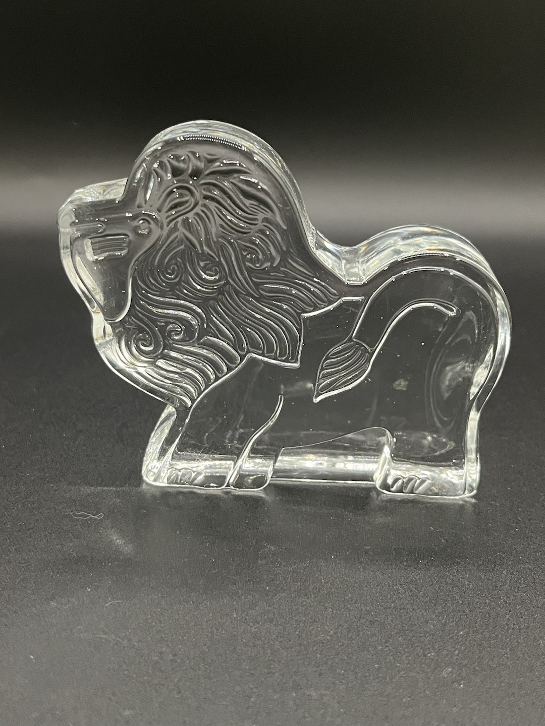 #08 1970s Dansk Crystal Zoo Collection Lion Paperweight 4.5”🦁