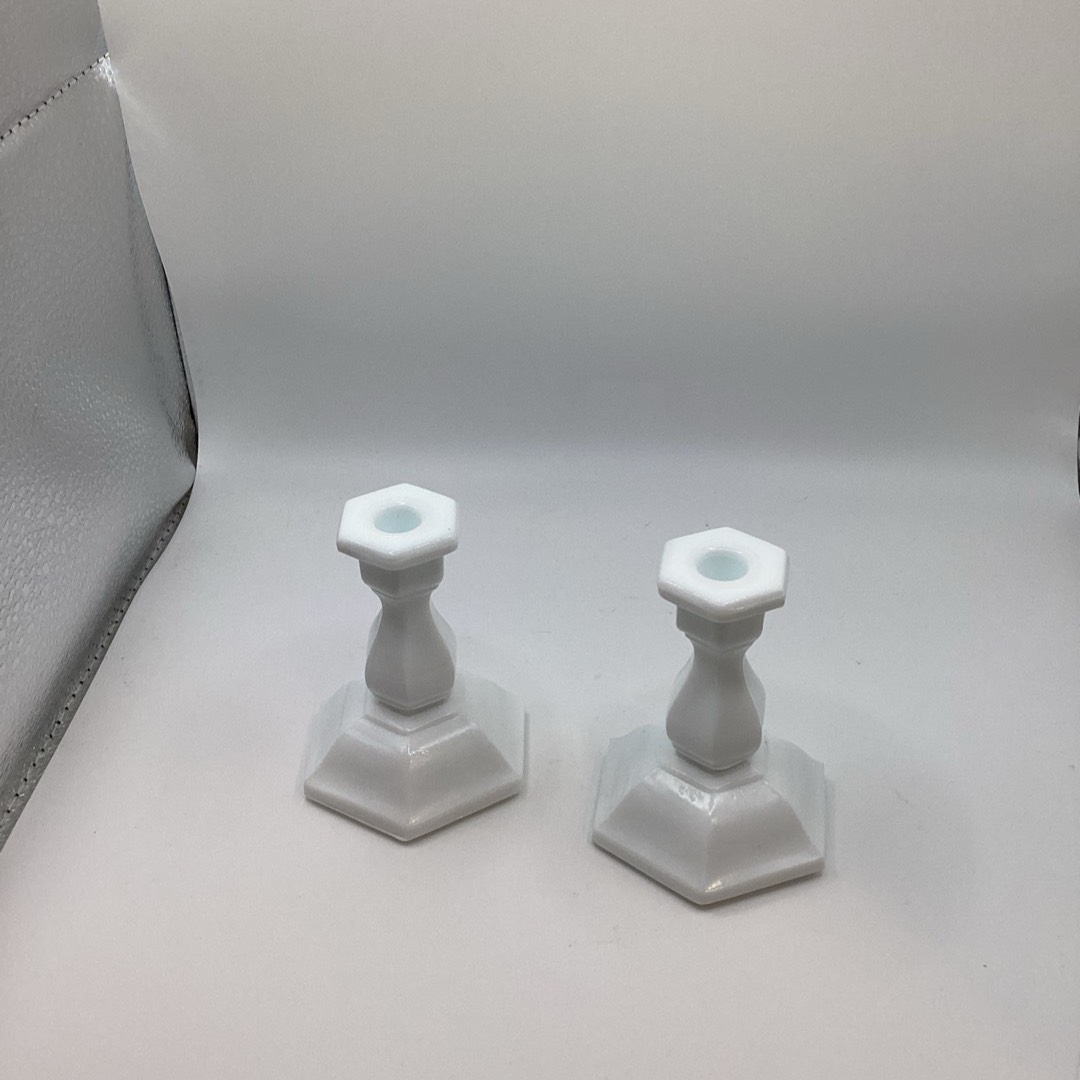 Vintage Mini Milk Glass Candlesticks