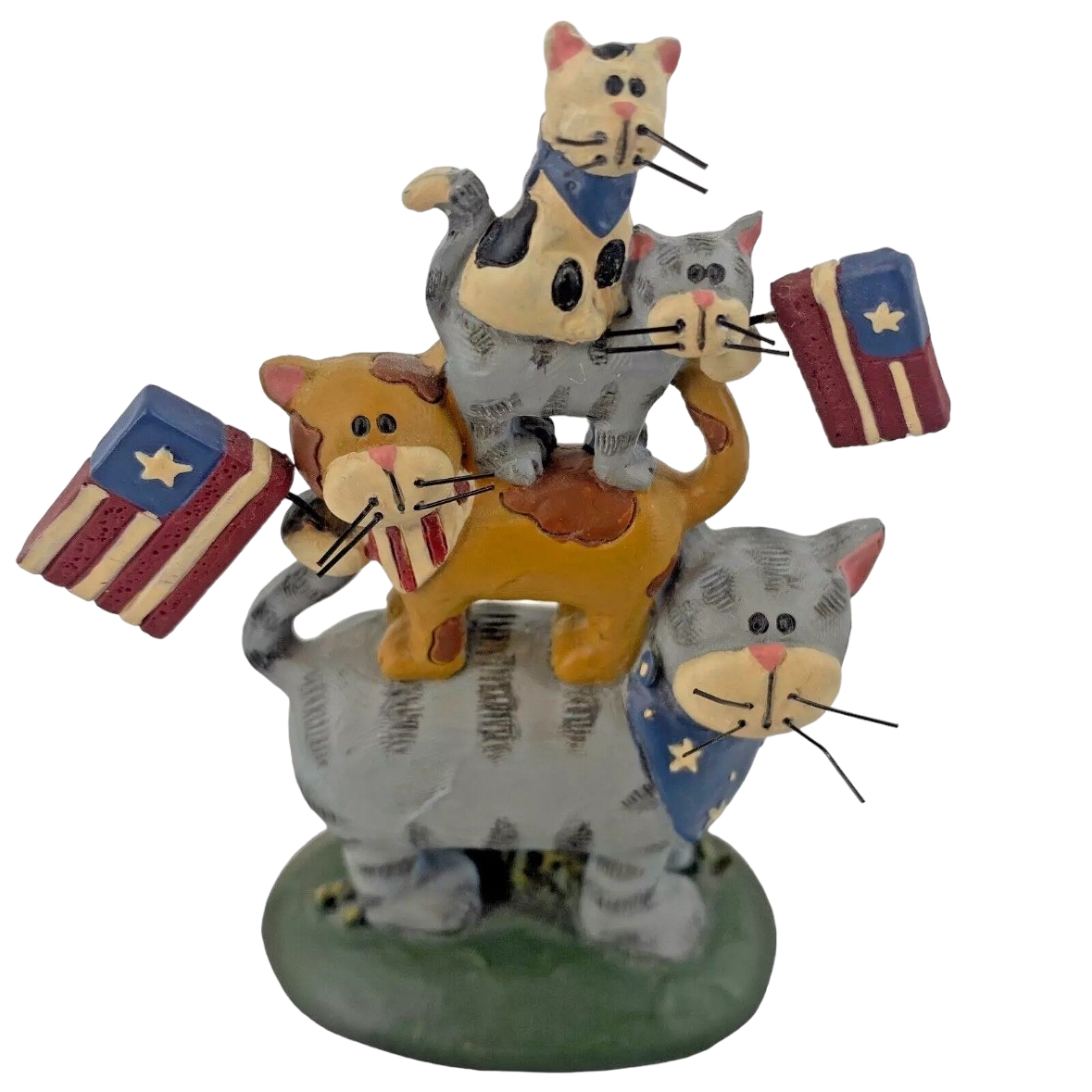 Suzi Skoglund 4 Stacking Cats USA Flags Figurines 4TH of JULY Red/White ...