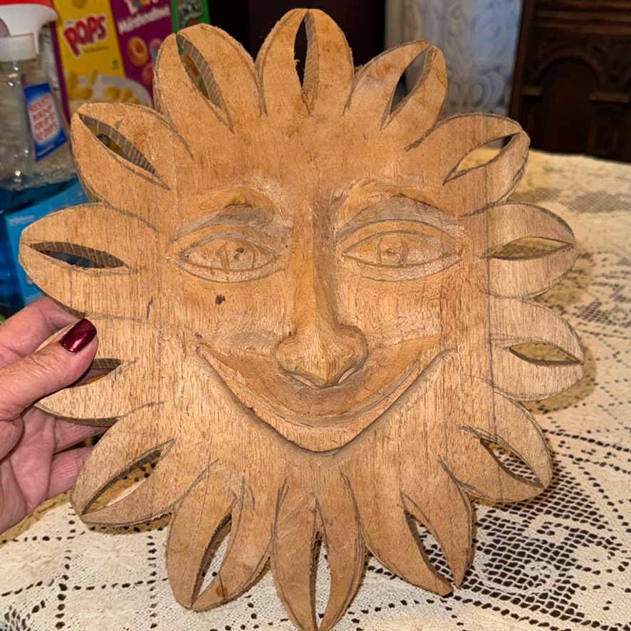 Rustic Wooden Hand Carved Sun