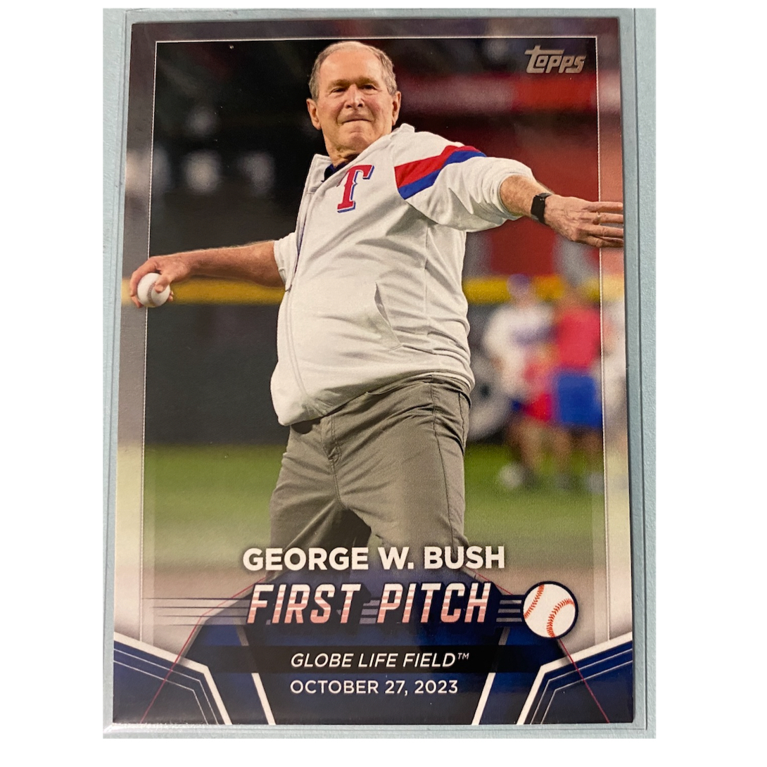 2024 Topps Series 2 George Bush First Pitch Texas Rangers- Free Shipping