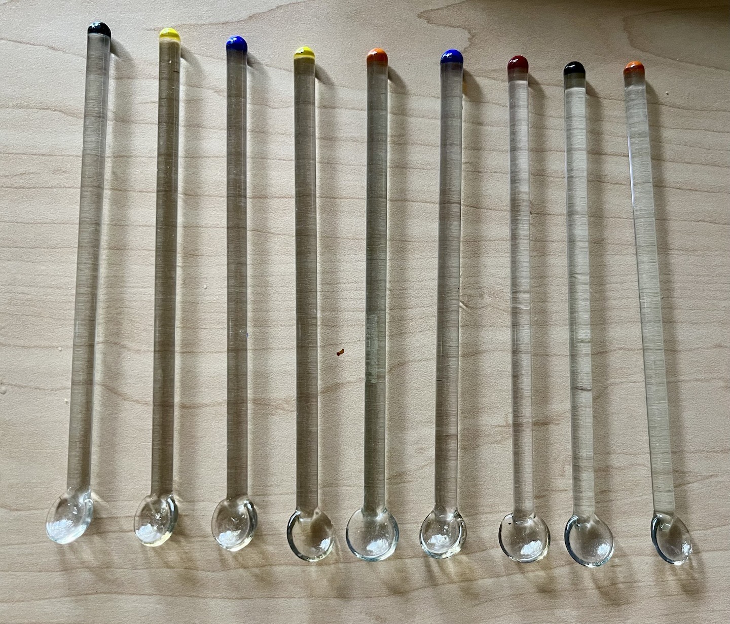 9 MCM Clear Glass Cocktail Stir Sticks Swizzle Drinks Barware 6" L ...