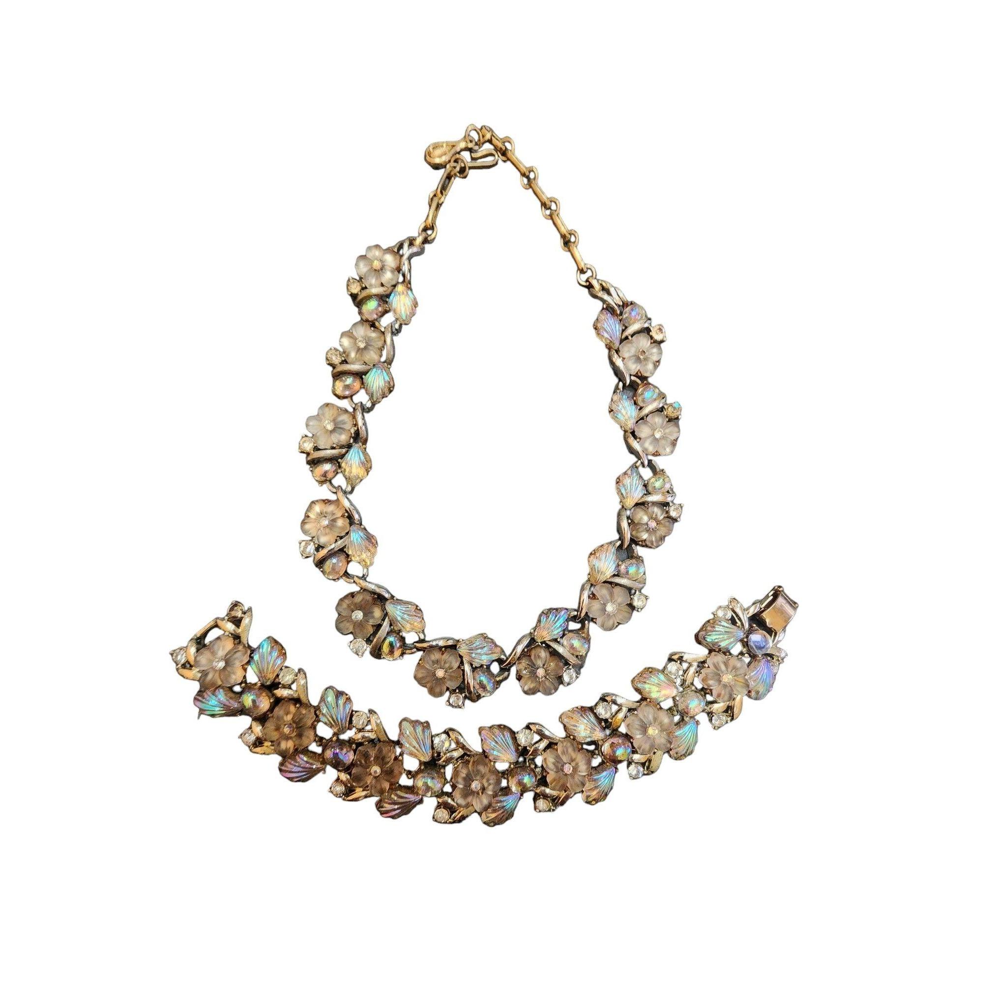 Vintage Signed Rare Coro Glass Fruit Salad Demi Parure (A4011)