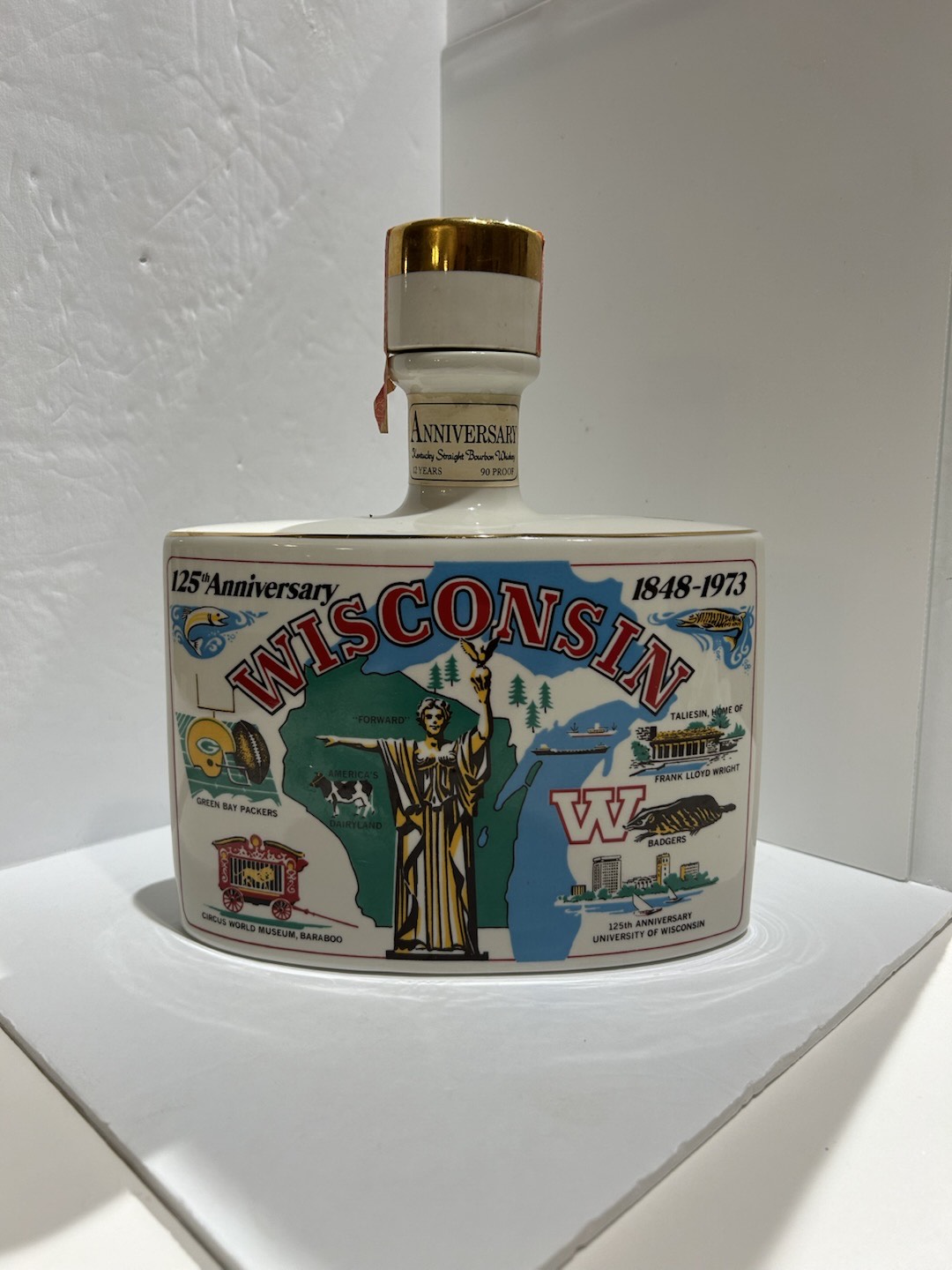 125th Anniversary Wisconsin Kentucky Bourbon Decanter Marita Spirits 1973