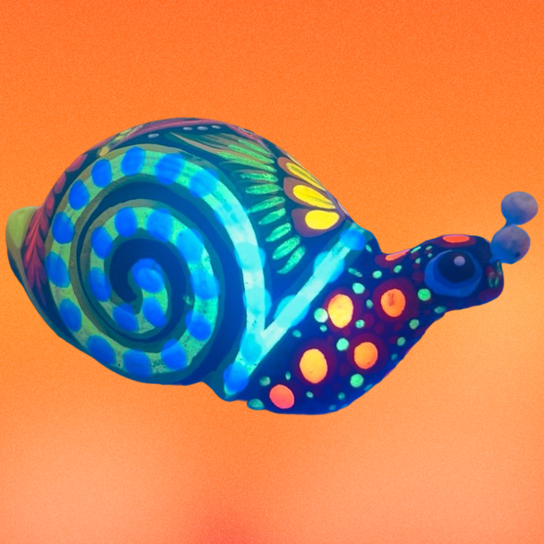Glowing Snail Folk Art Pottery
