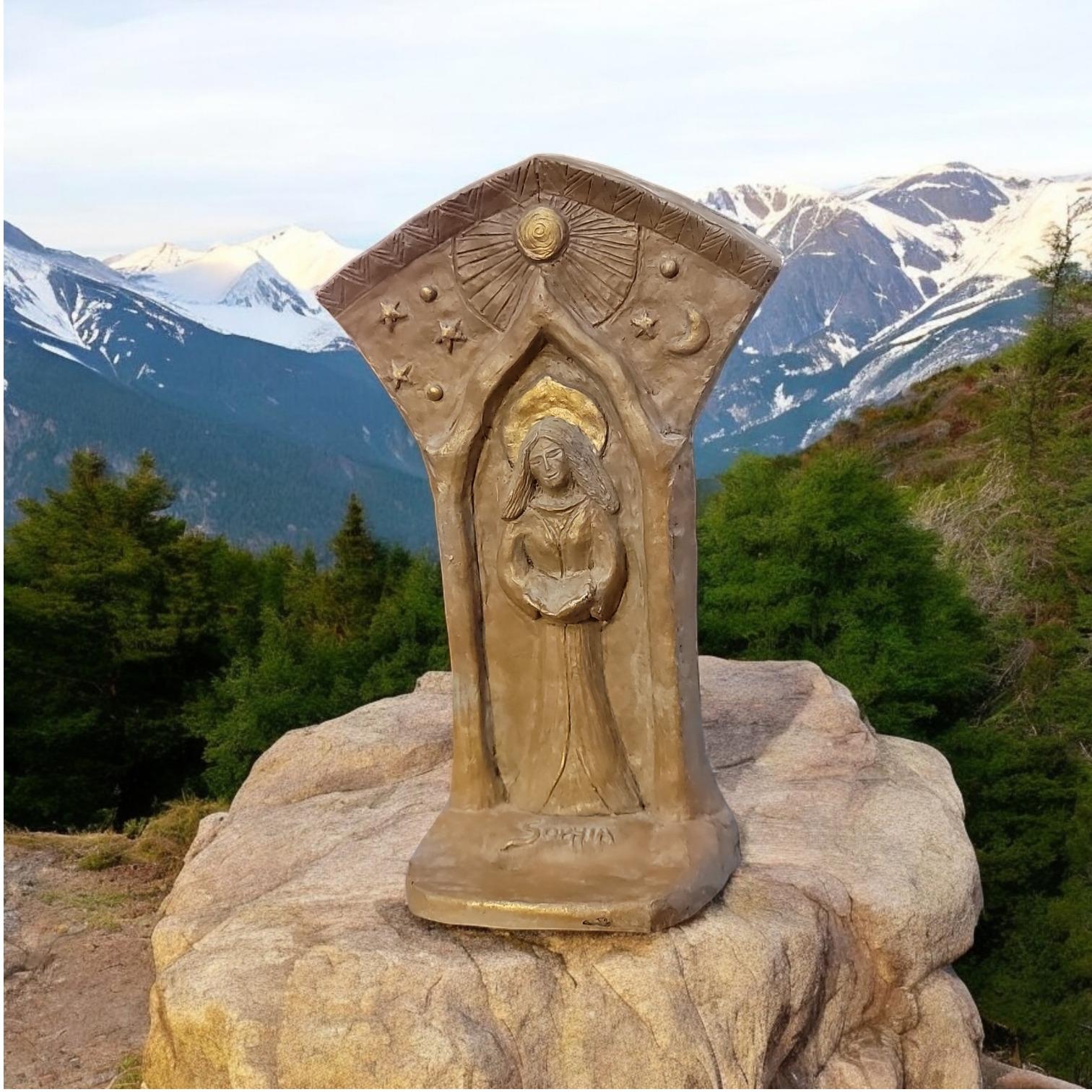 Vintage Saint Sophia Stone Cast Statue Patron Wisdom Handpainted ...