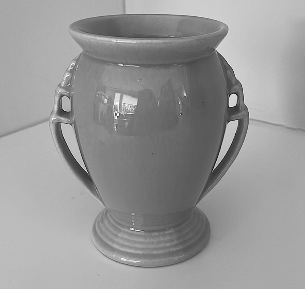 Haeger Pottery, Dundee, Illinois, gray vase/planter/urn, double handles ...