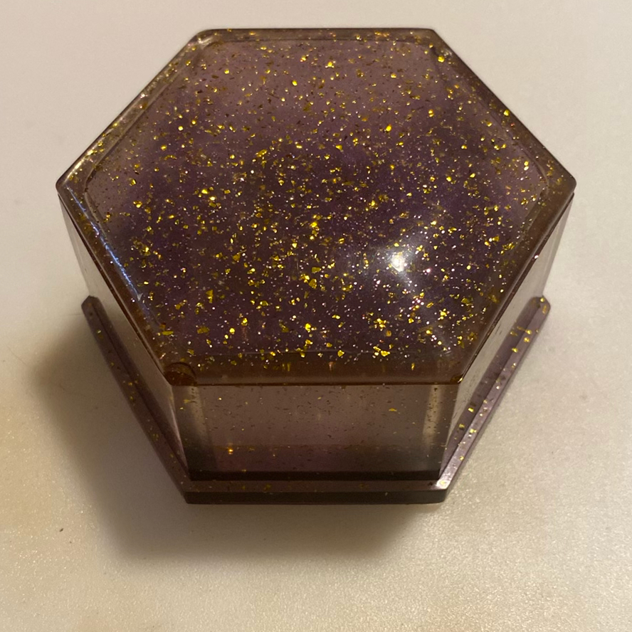 Resin Trinket Box Purple With Gold Glitter