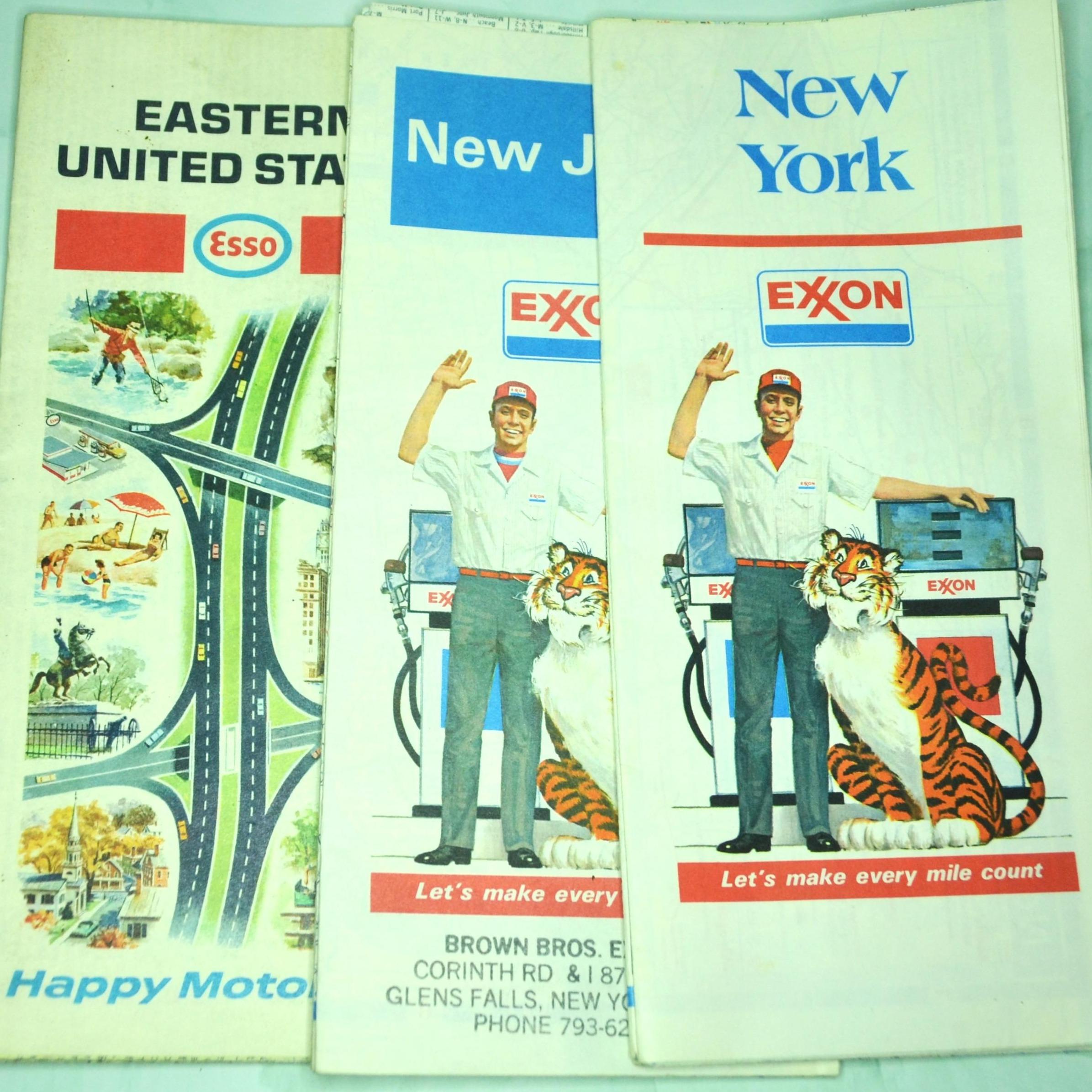 Vintage Esso/Exxon Road Maps Eastern US NY NJ Dealer Name Collectible