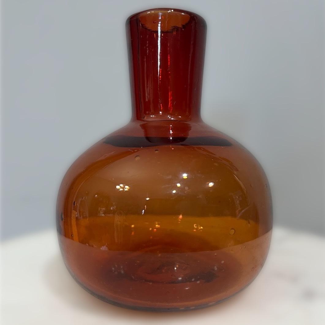 Small Hand Blown Mid-Century Modern Style Amberina Art Glass Bud Bulb ...