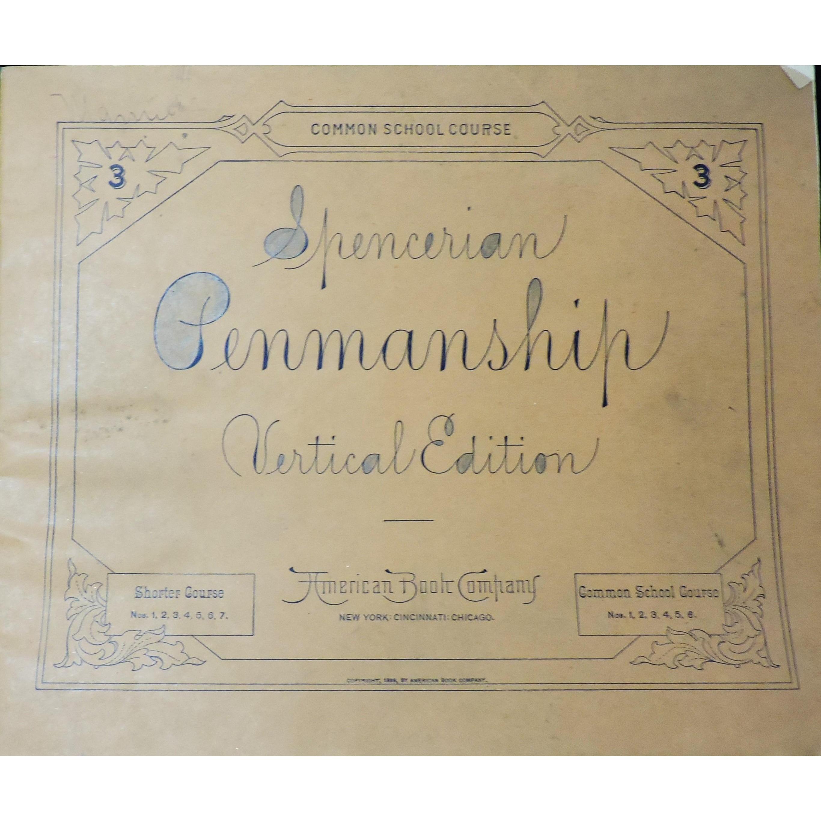 Antique School Book Spencerian Penmanship Vertical Edition American ...