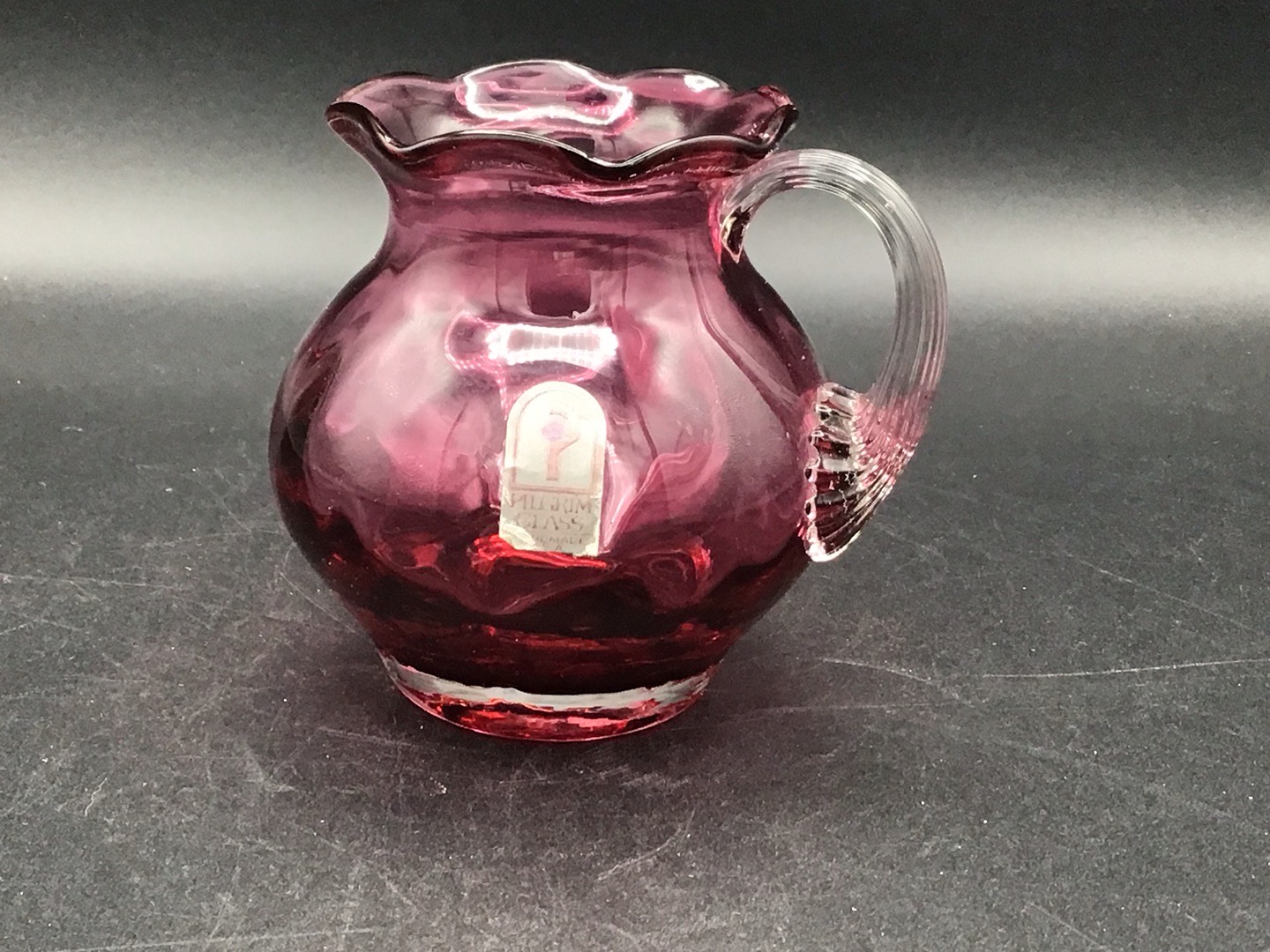 1904-Vintage Pilgrim Glass Cranberry Pitcher/Vase