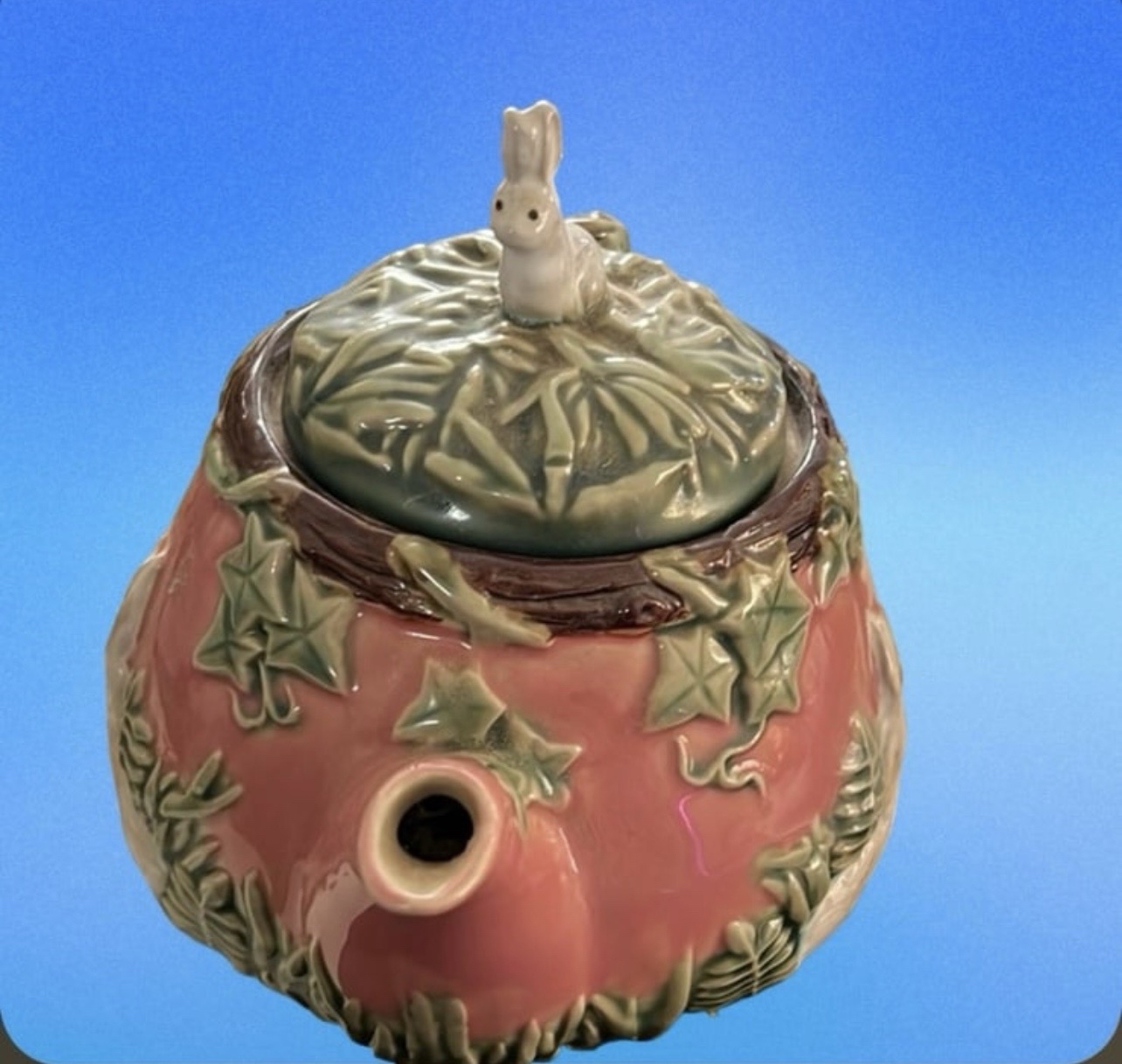Majolica Rabbit Teapot