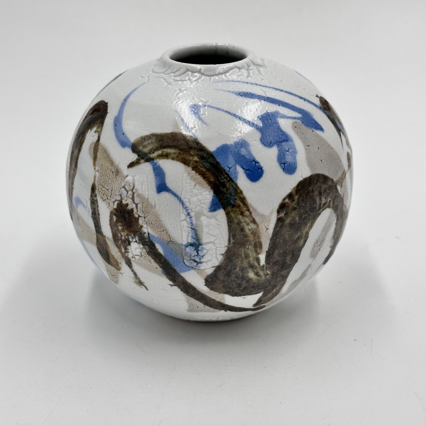 Chad Luberger Plum Bottom Gallery Round White W/ Brown Blue Splatter ...