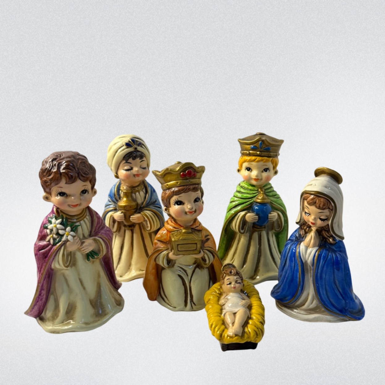 6 Vintage Josef Originals Nativity Figurines (RARE BABY JESUS) Japan ...