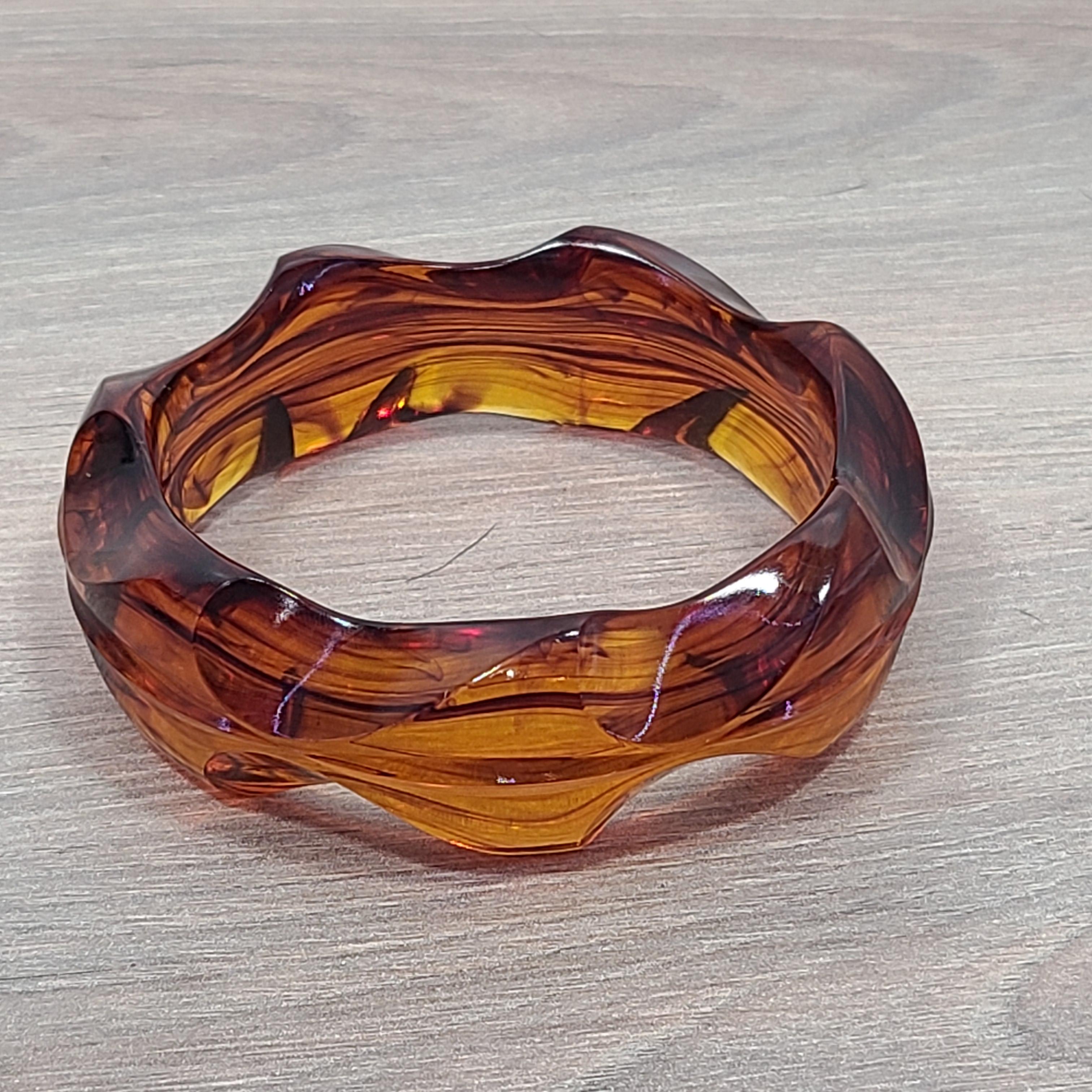 Vintage Amber Tortoise Shell Bangle Bracelet