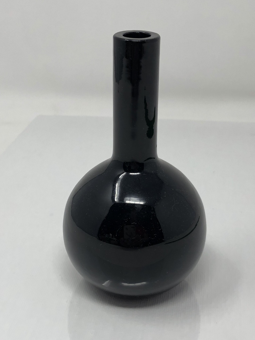 Black Amethyst Glass Miniature Bulb Bud Vase