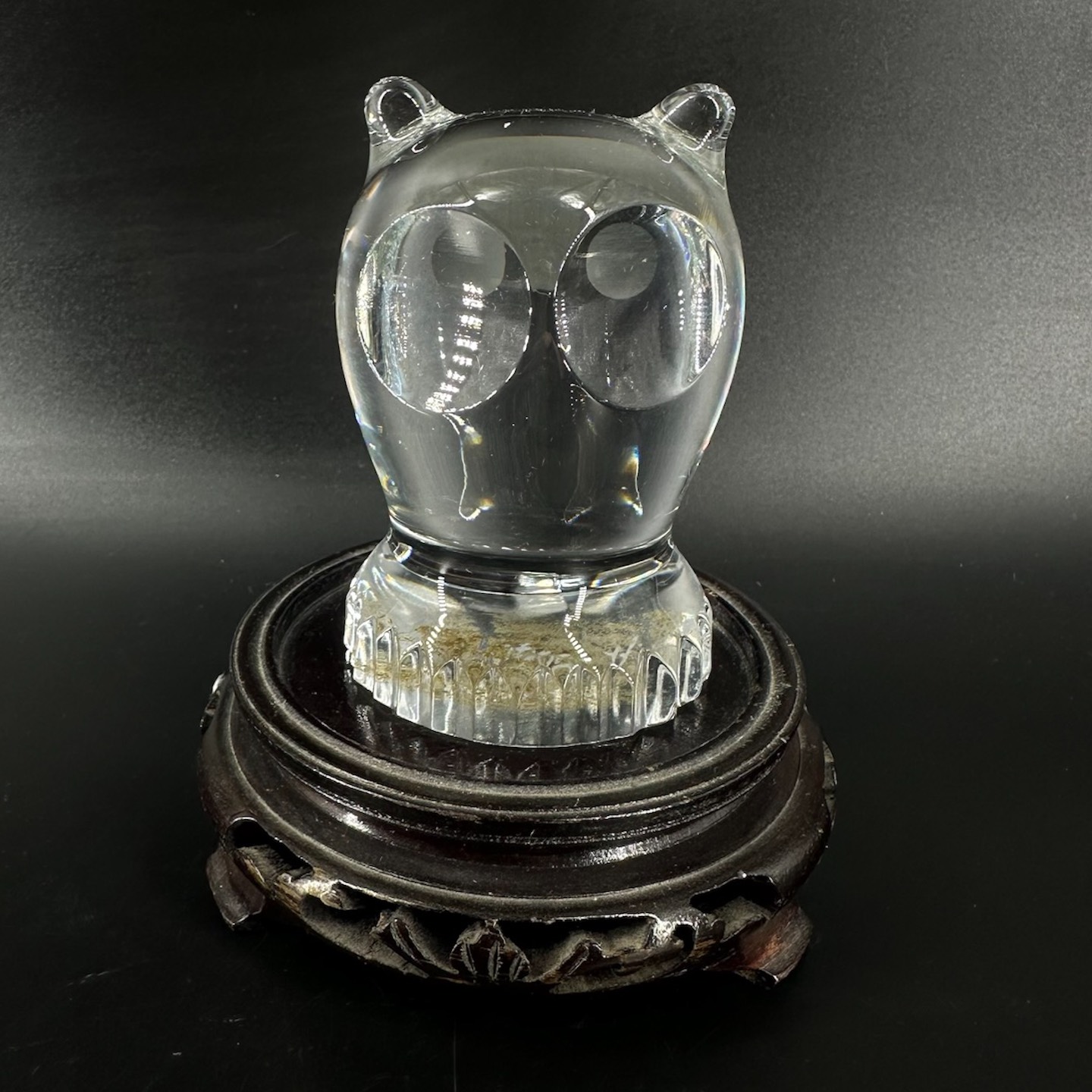 02 Spode Germany Crystal Art Glass Owl Paperweight
