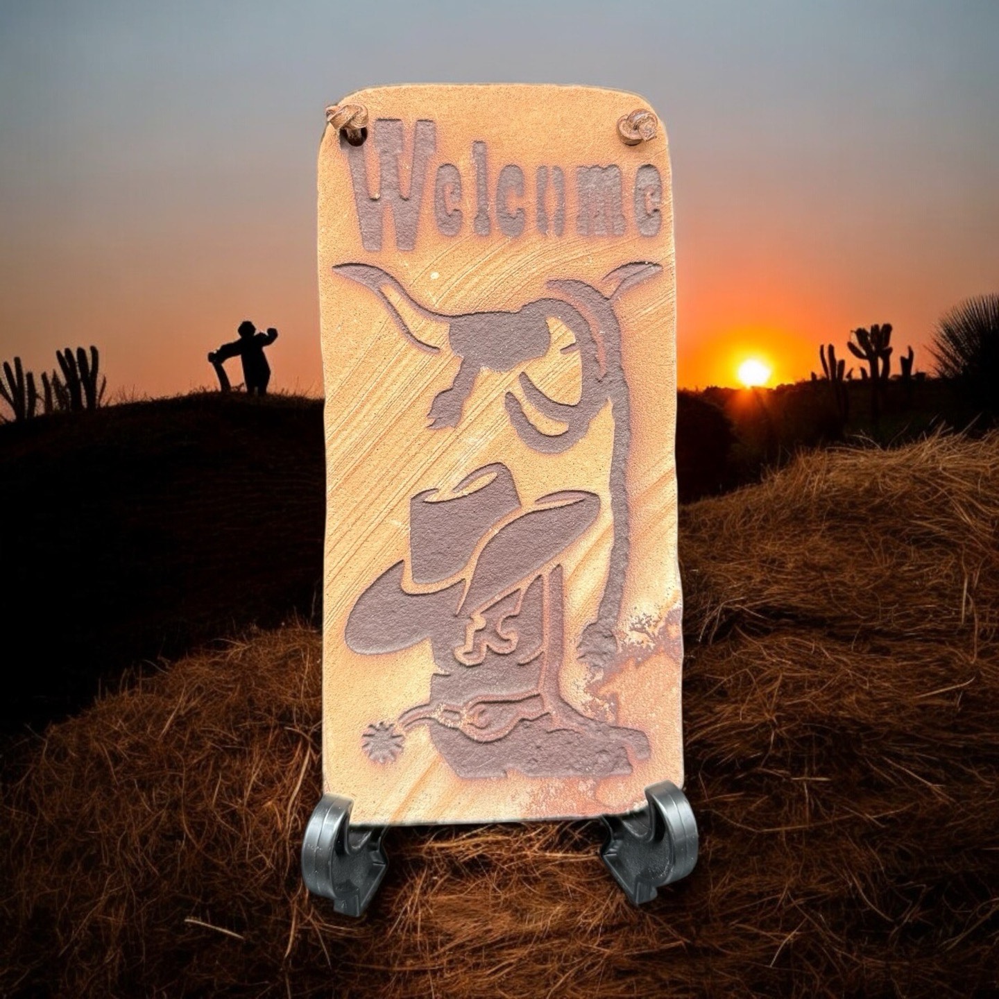 Stone Expressions by Thirstystone Western Welcome Plaque Leather ...