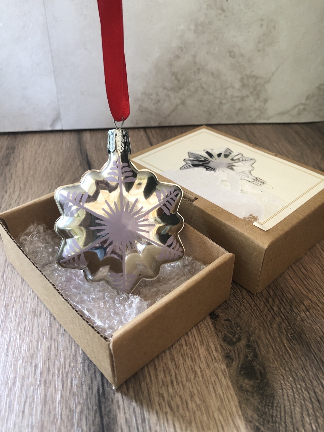 New Thomas Pacconi Classics Tin/Metal Silver Snowflake Ornament in Box