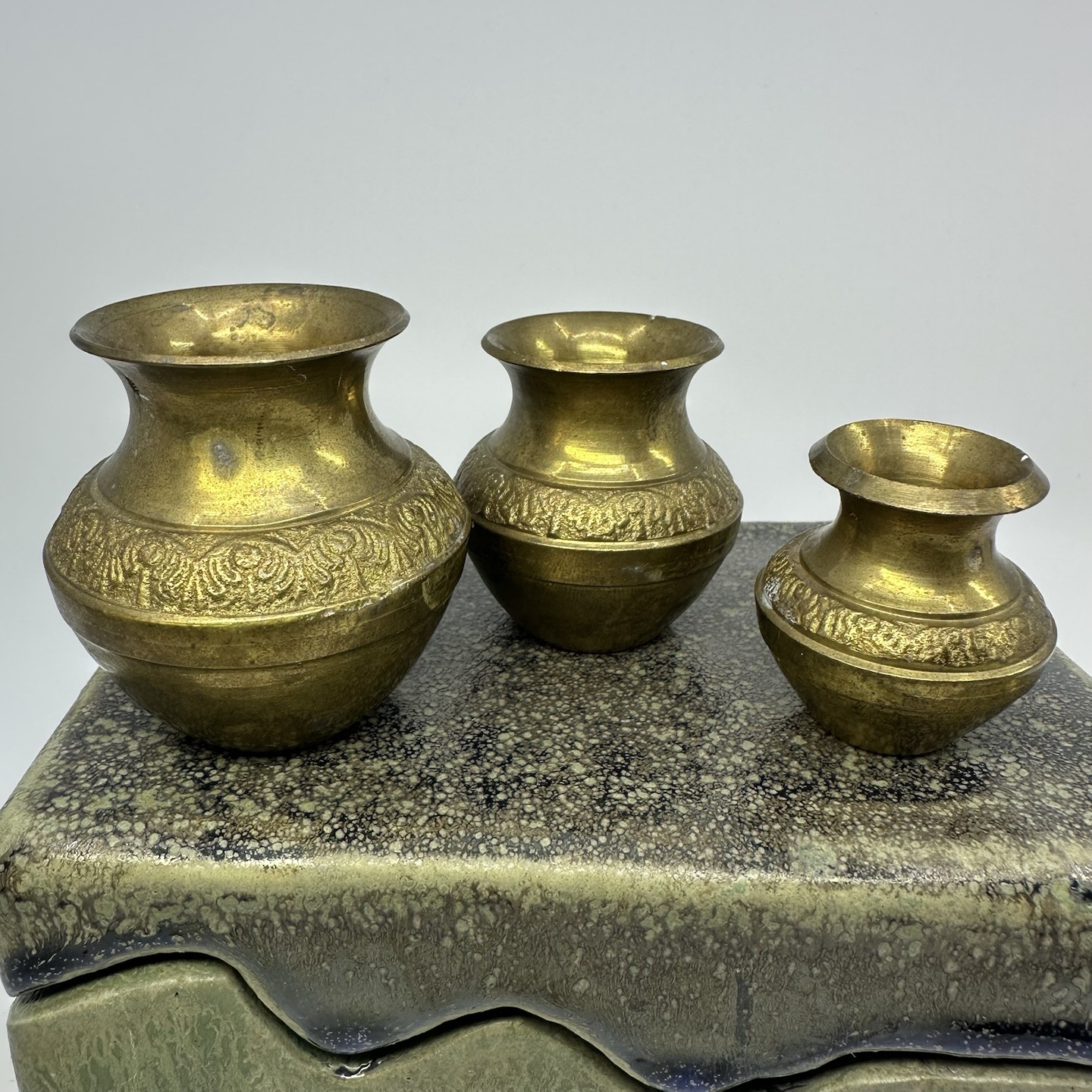 Solid Brass Miniature Vases Set/3