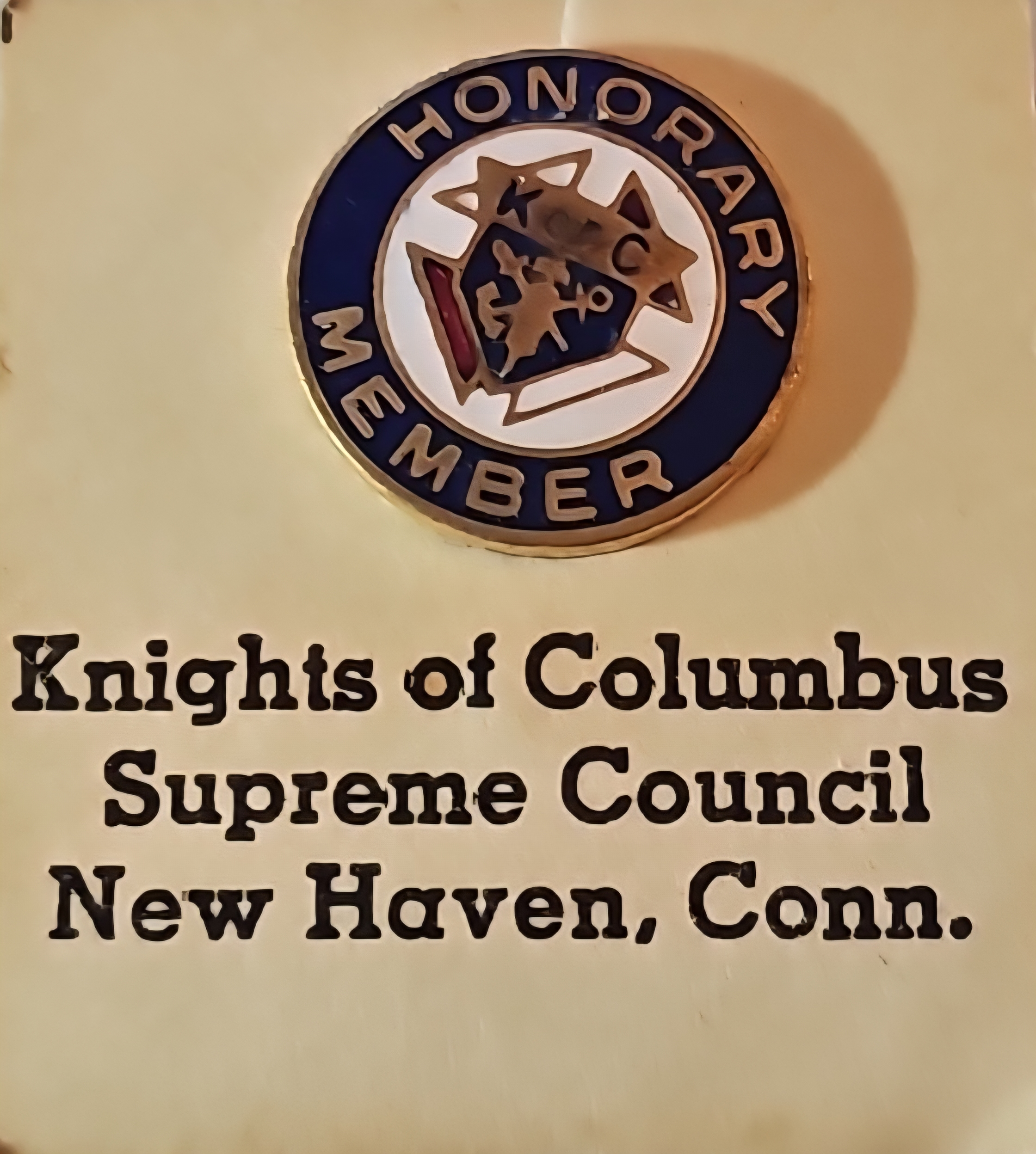 Honorary Member Knights of Columbus Supreme Council New Haven, Conn Pin ...