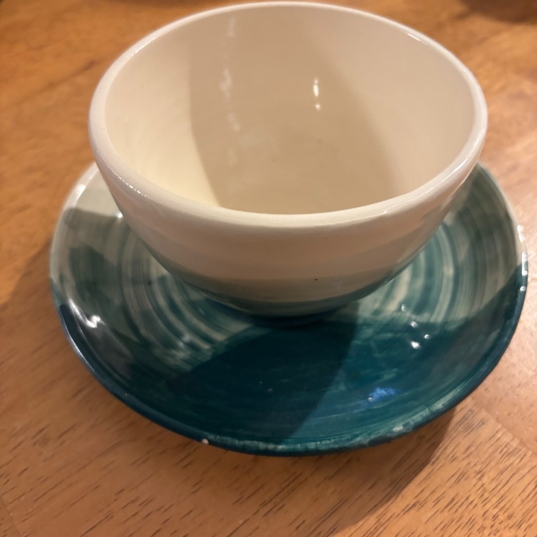 Celestial Surf Studio Pottery Signed Set B-3”x4” P-6.5”