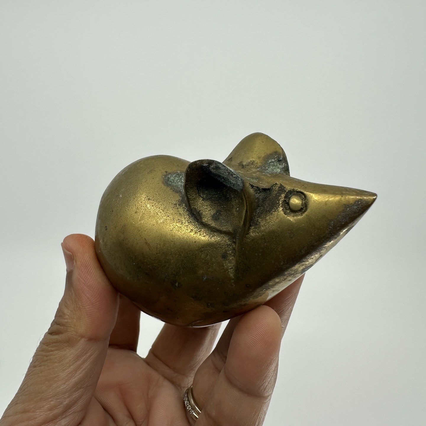 Vintage Mini Brass Mouse Figurine Mid Century Modern