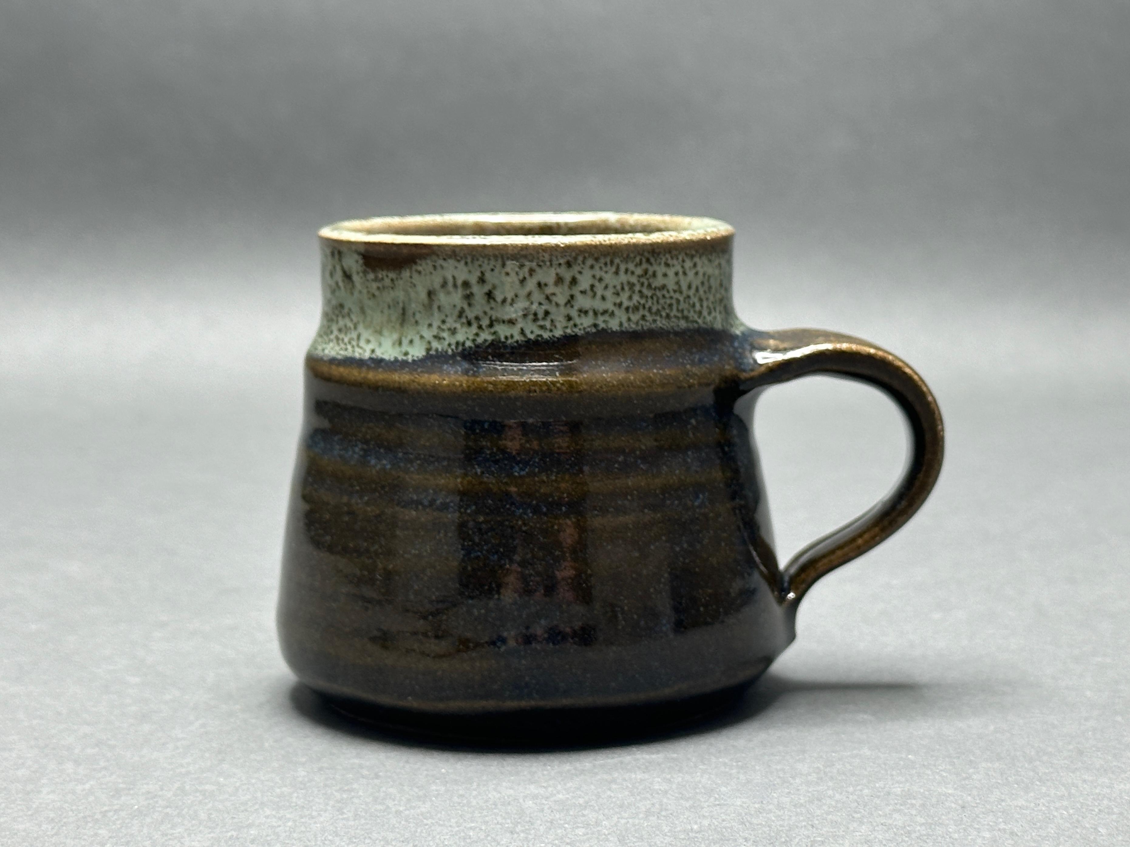Vintage Studio Art Pottery Handcrafted Green Drip Glazed Stoneware Mug