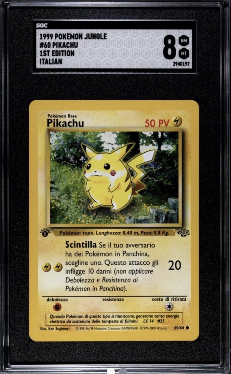 Pikachu 1999 Pokemon Jungle 60/64 Italian 1st Edition SGC 8 Near Mint ...