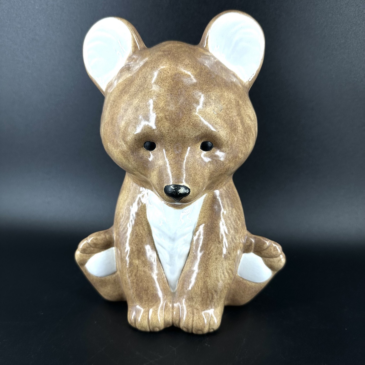 Ceramic Brown Bear Coin Bank
