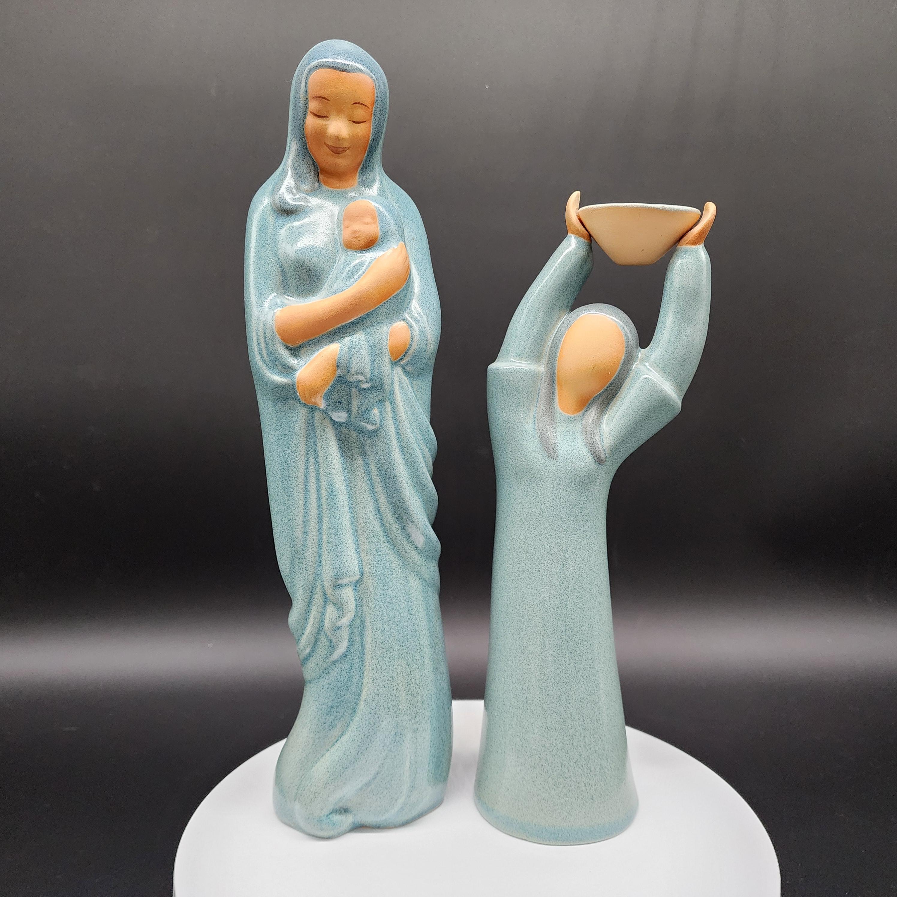 Ceramic Mother & Child & Figure and Woman With Bowl Holder Celestial Earth