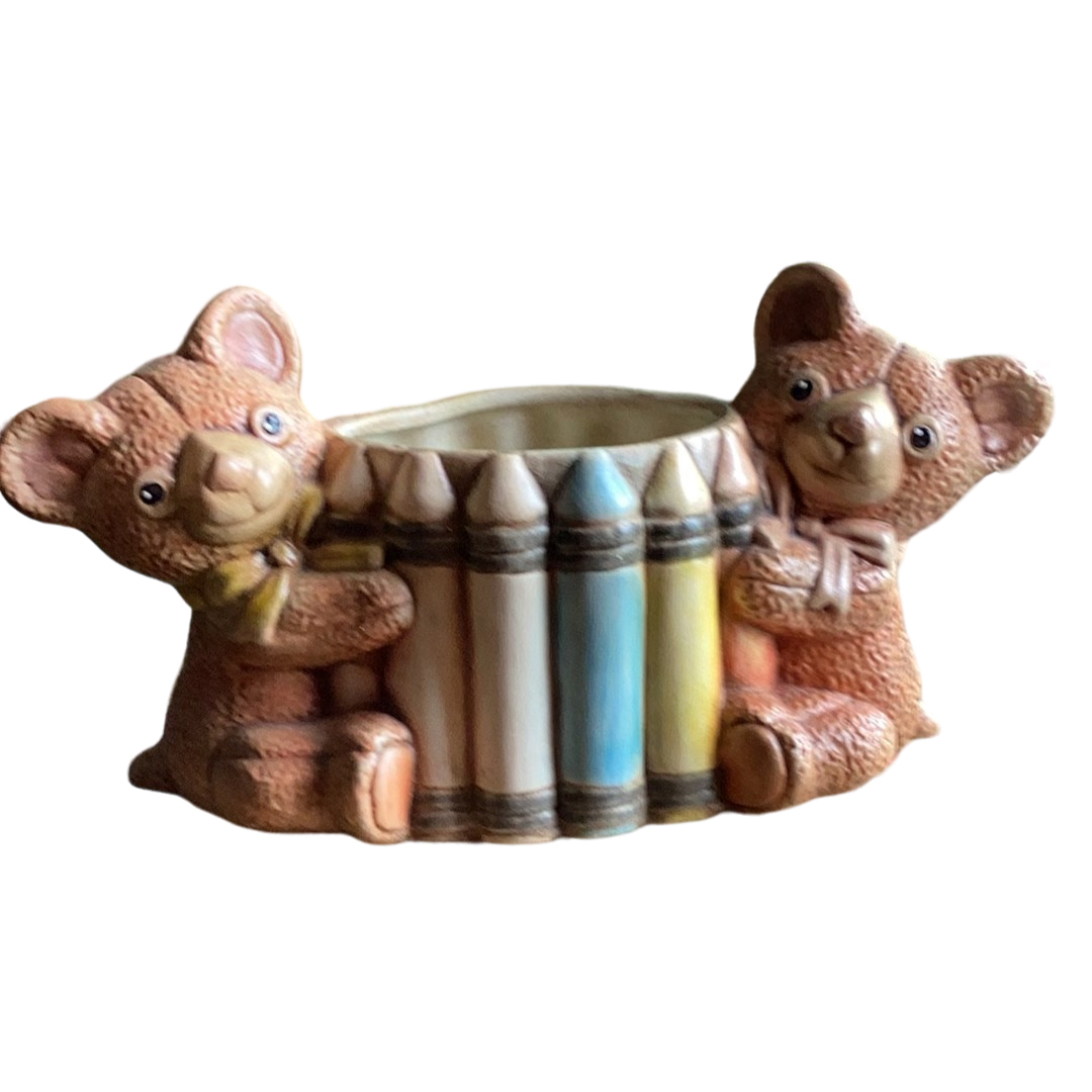 06. Multi-Colored Crayon With Teddy Bears Planter