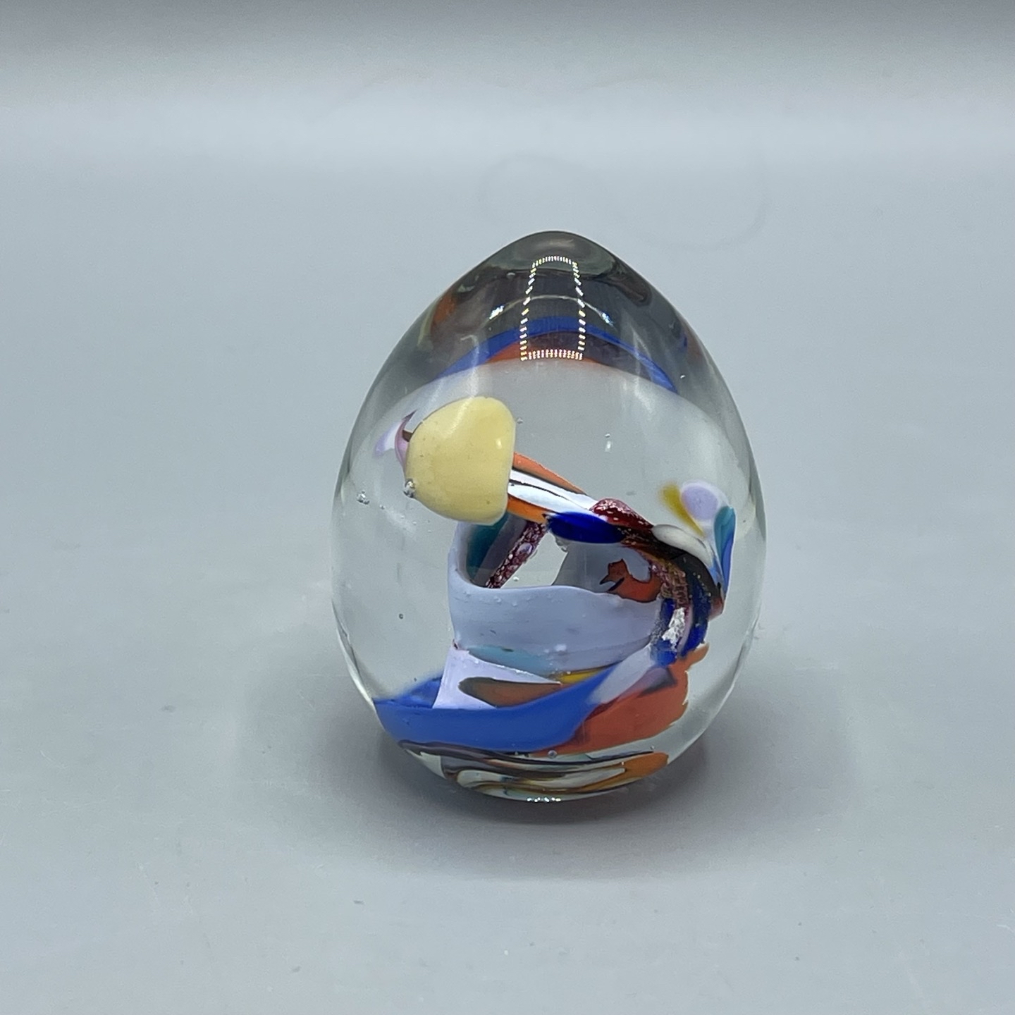 Tundra Art Glass Egg Paperweight Colorful Swirl Small 1984