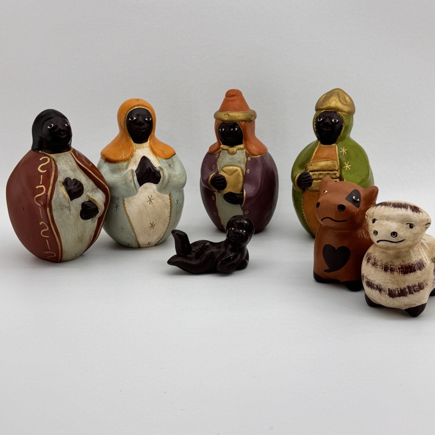 Chulucanas Folk Art Pottery Nativity 7 Pieces Set Made In Peru