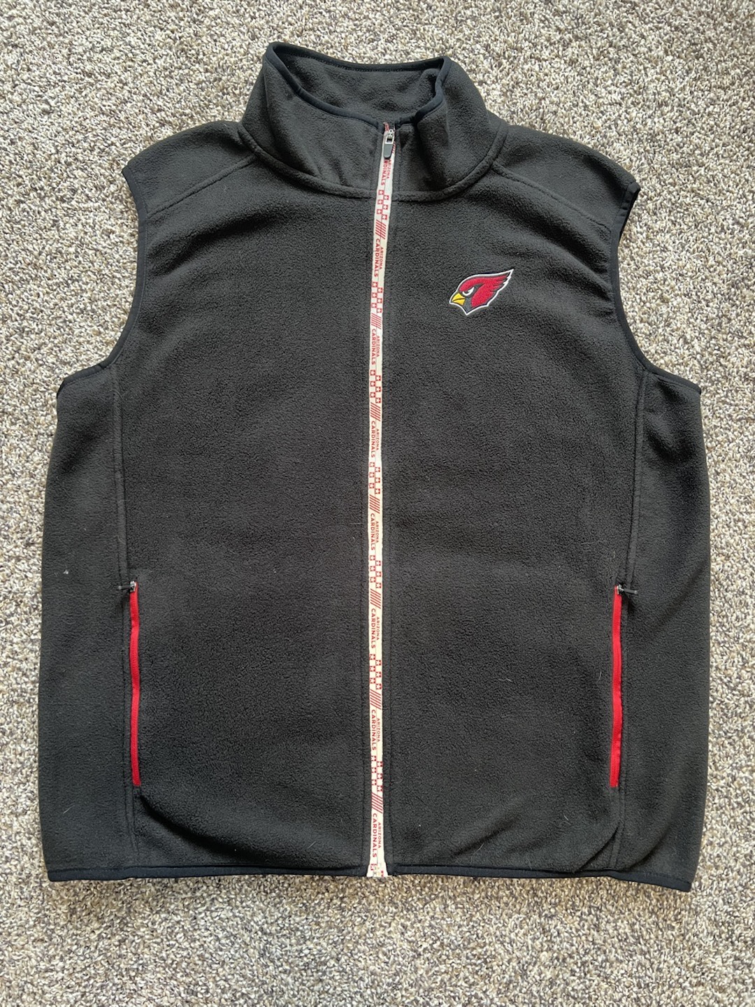 NFL Team Apparel Men’s Large Arizona Cardinals Vest With Pockets Polyester